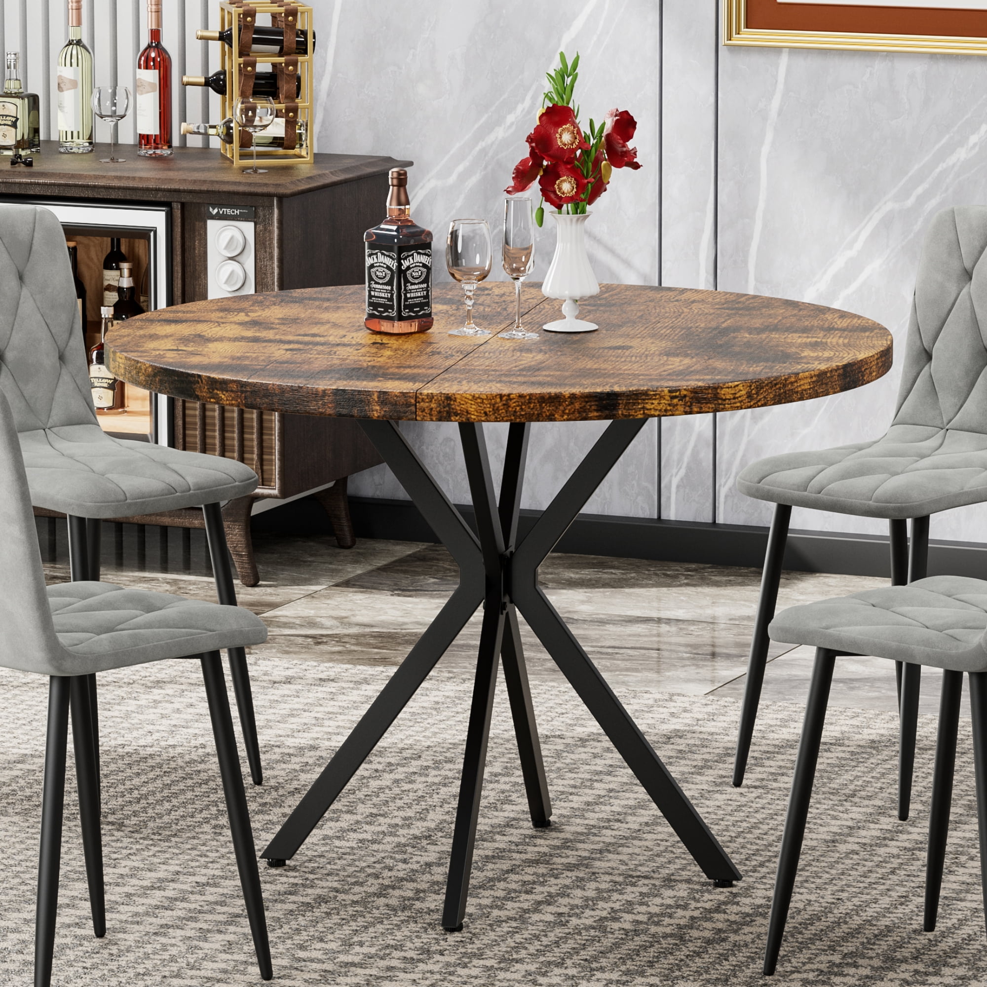 Recaceik Round Dining Table for 4 People, 39 inch Modern Round Dining ...