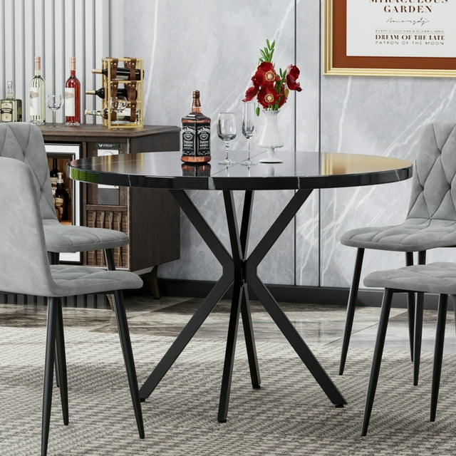 Recaceik Round Dining Table for 4 People, 39 inch Modern Round Dining ...