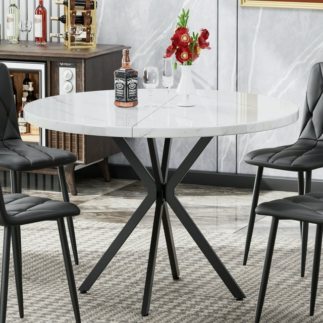 Recaceik Round Dining Table for 4 People, 39 inch Modern Round Dining ...