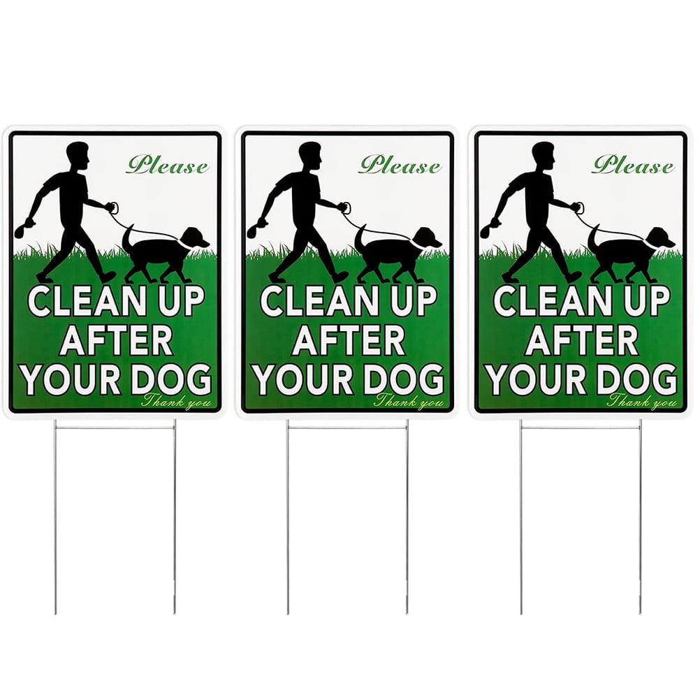 Recardis 3pcs Durable Plastic Pet Warning Signs, Clean Up After Your ...
