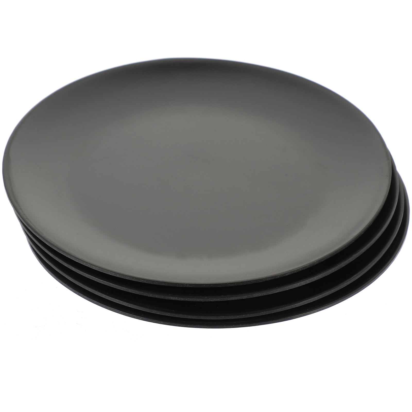Recardis 4 pcs Black Melamine Plate Round Melamine Dishes Flat Bottom ...