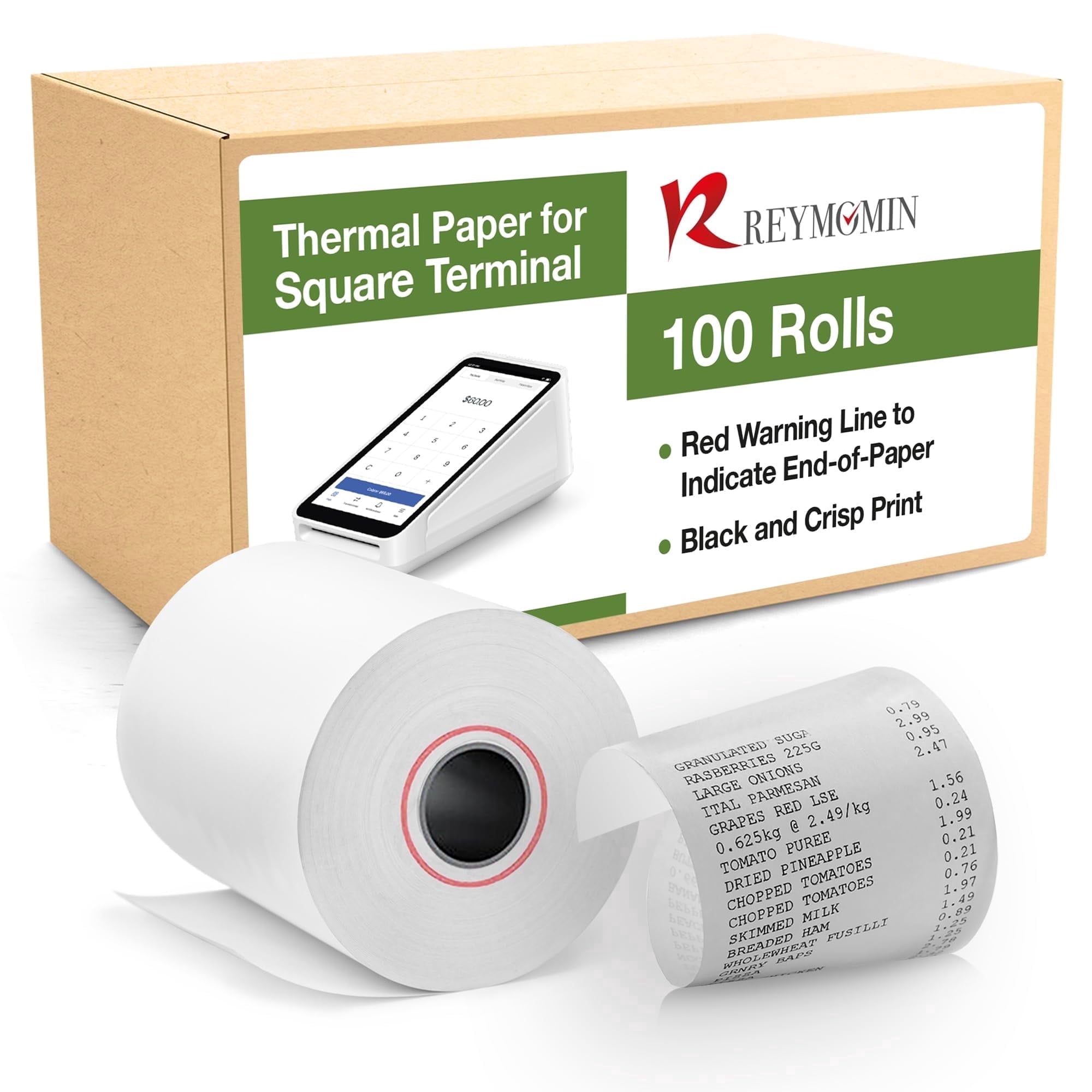 Receipt Paper Roll for Square Terminal Credit Card Machine -100 rolls ...
