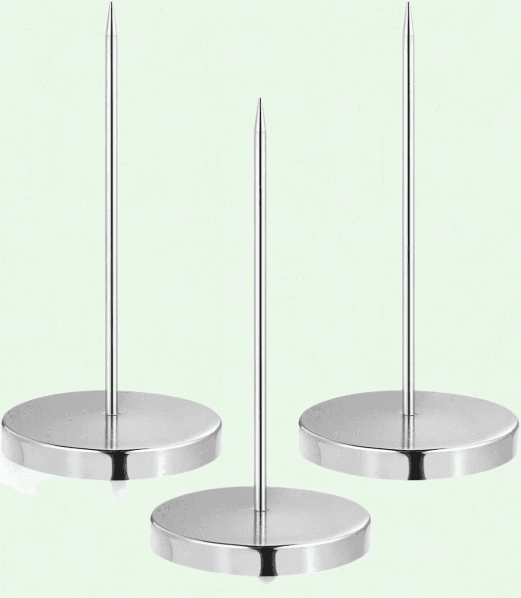 Receipt Spindle Set of 3, Silver Metal Memo Holder for Desk, Bar, and ...