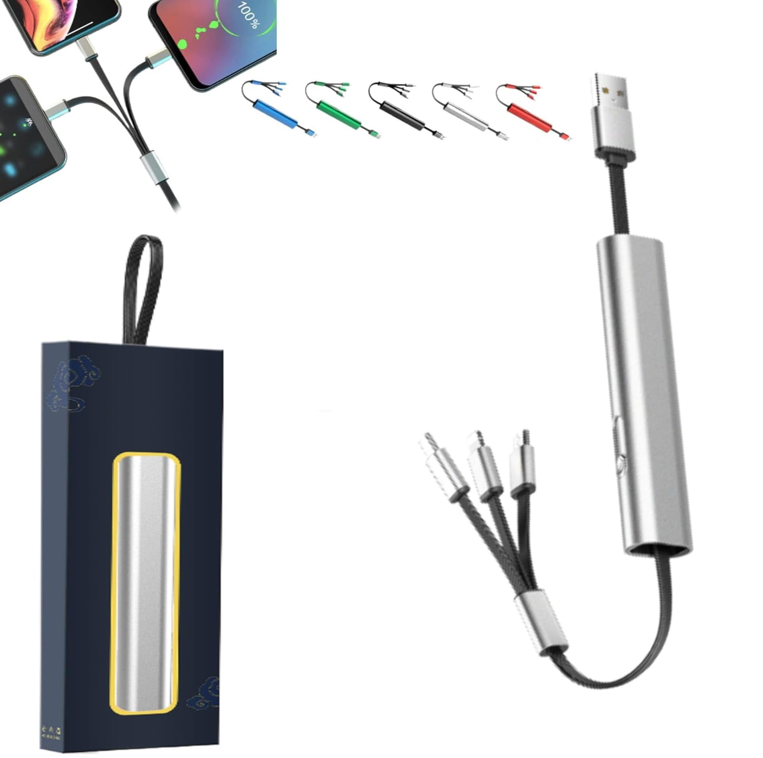 Receiptm 3-in-1 Fast Charging Cable, 3 in 1 USB Charging Cable, Multi ...