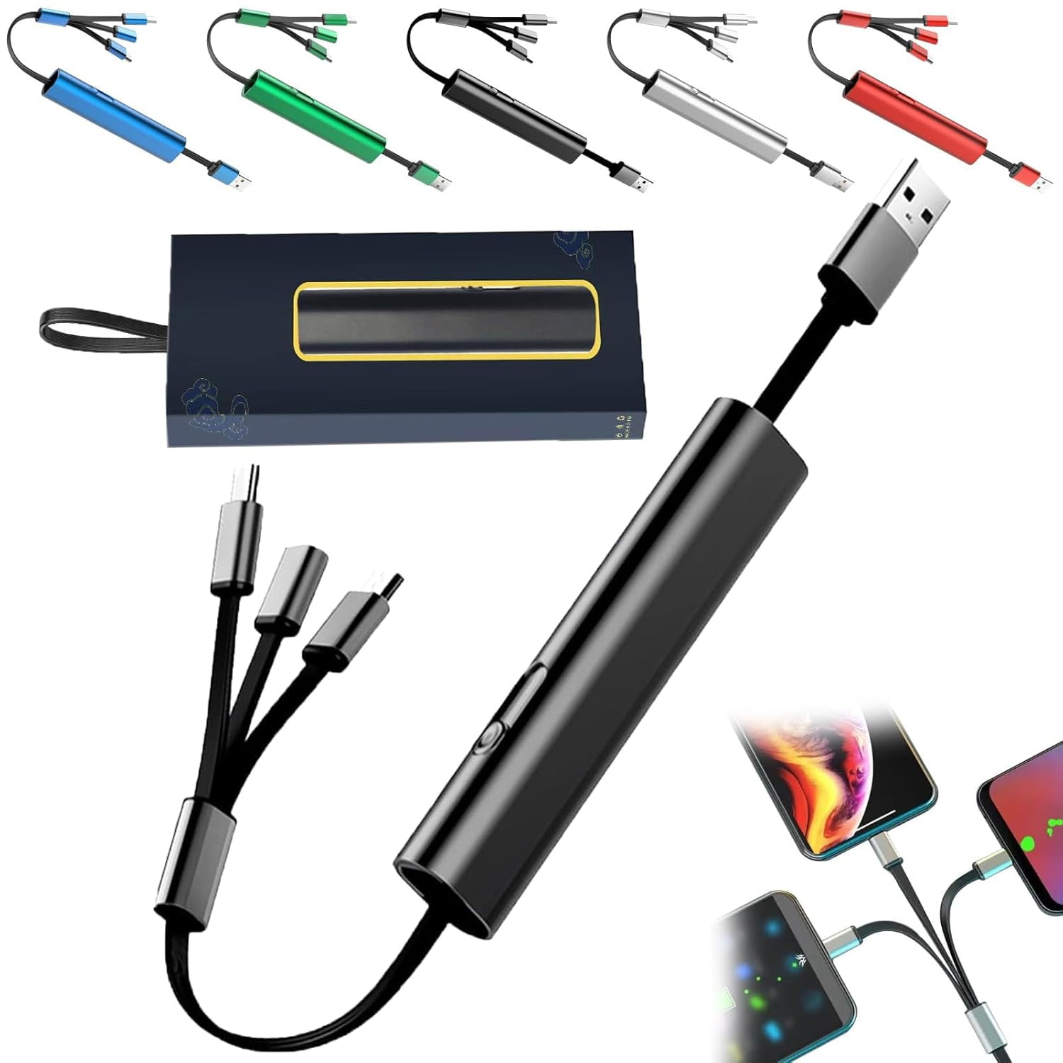 Receiptm 3-in-1 Fast Charging Cable, Receiptm 3 in One Charger ...