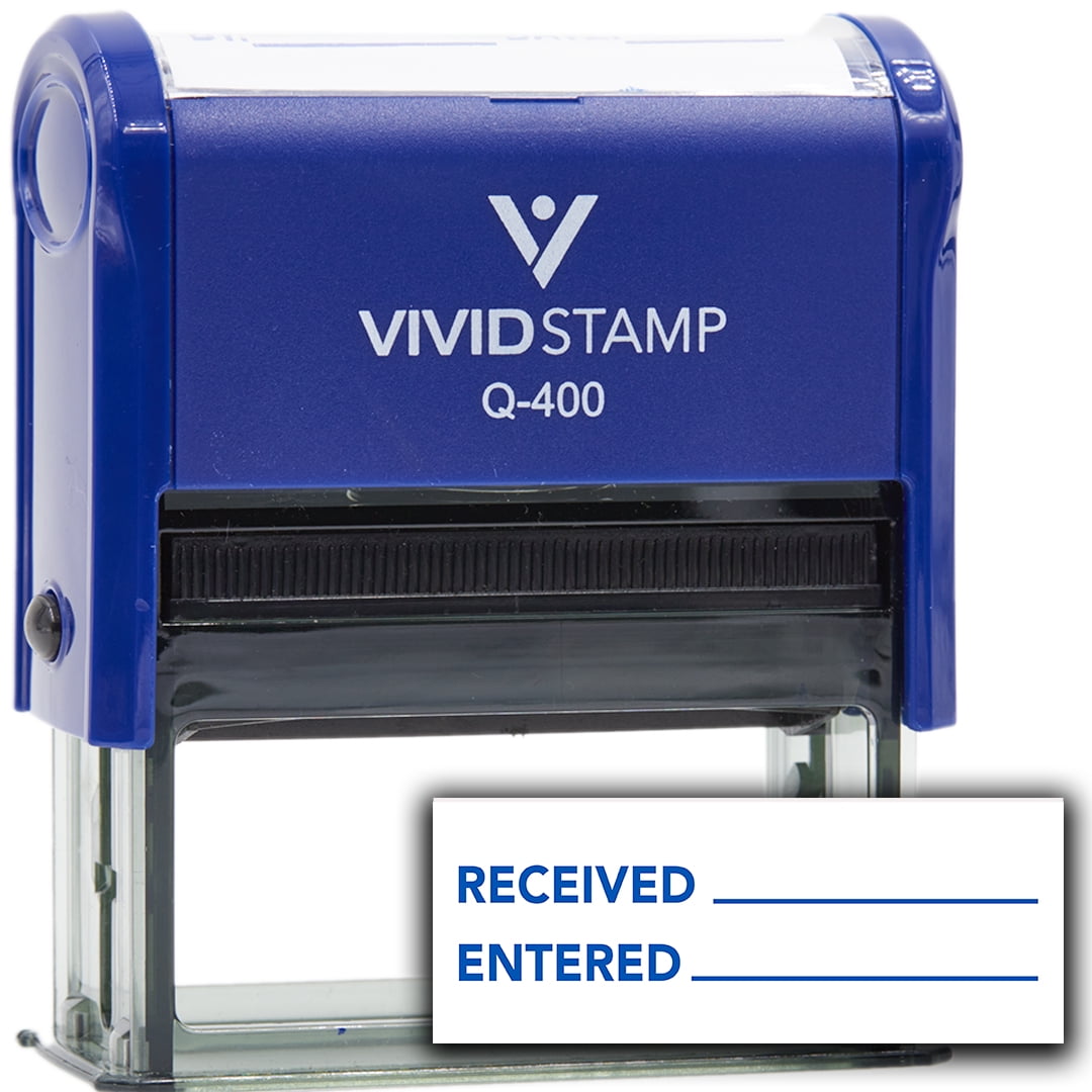 Received Entered Self Inking Rubber Stamp (Blue Ink) - Q-400 - Walmart.com