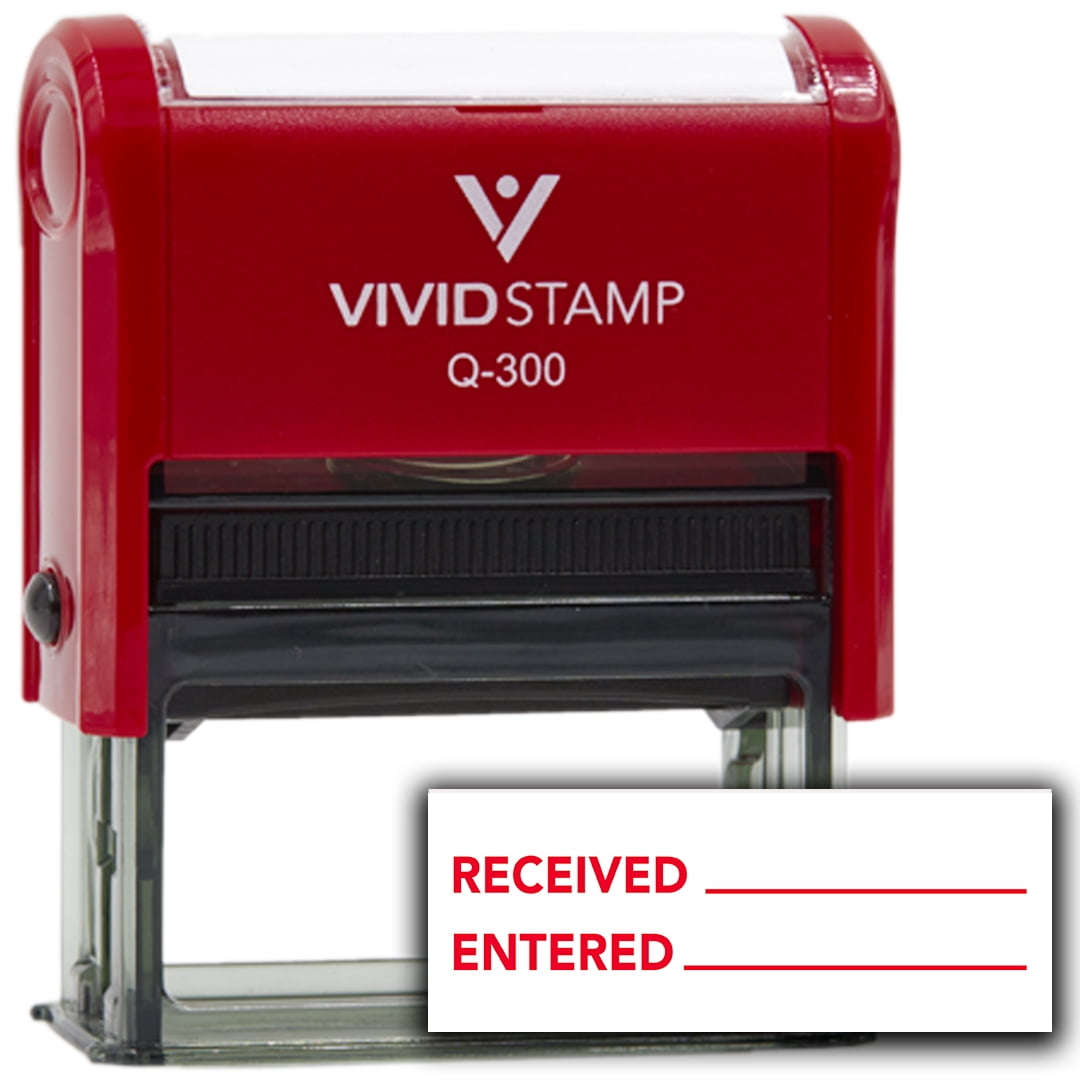 Received Entered Self Inking Rubber Stamp (Red Ink) - Q-300 - Walmart.com