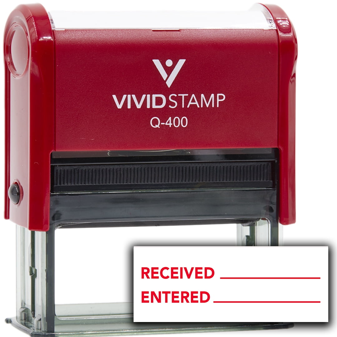 Received Entered Self Inking Rubber Stamp (Red Ink) - Q-400 - Walmart.com