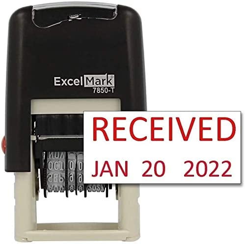 Received - ExcelMark Self-Inking Rubber Date Stamp - Compact Size - Red ...