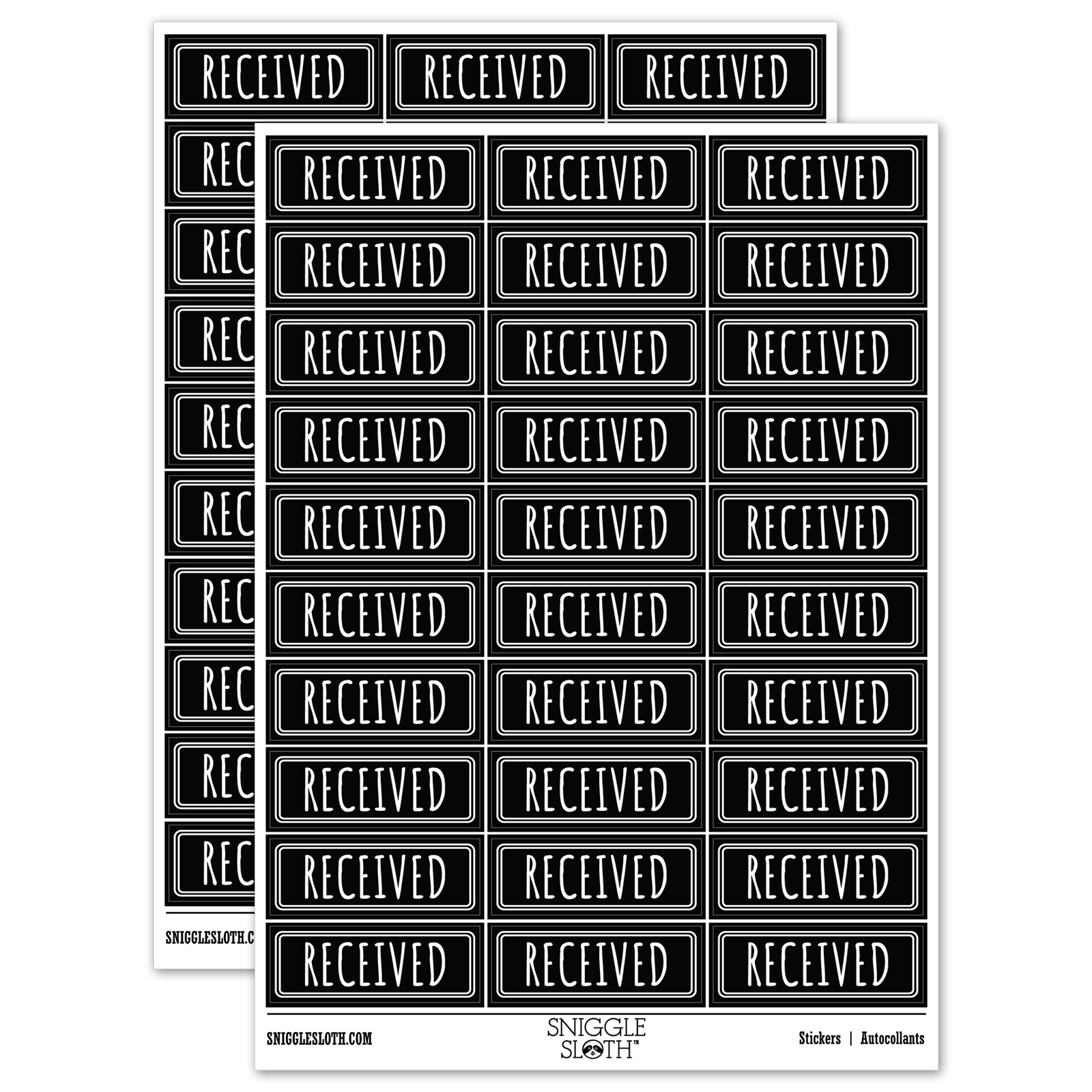 Received Office Filing Sticker Set - Black - Matte Finish - 1.75 ...