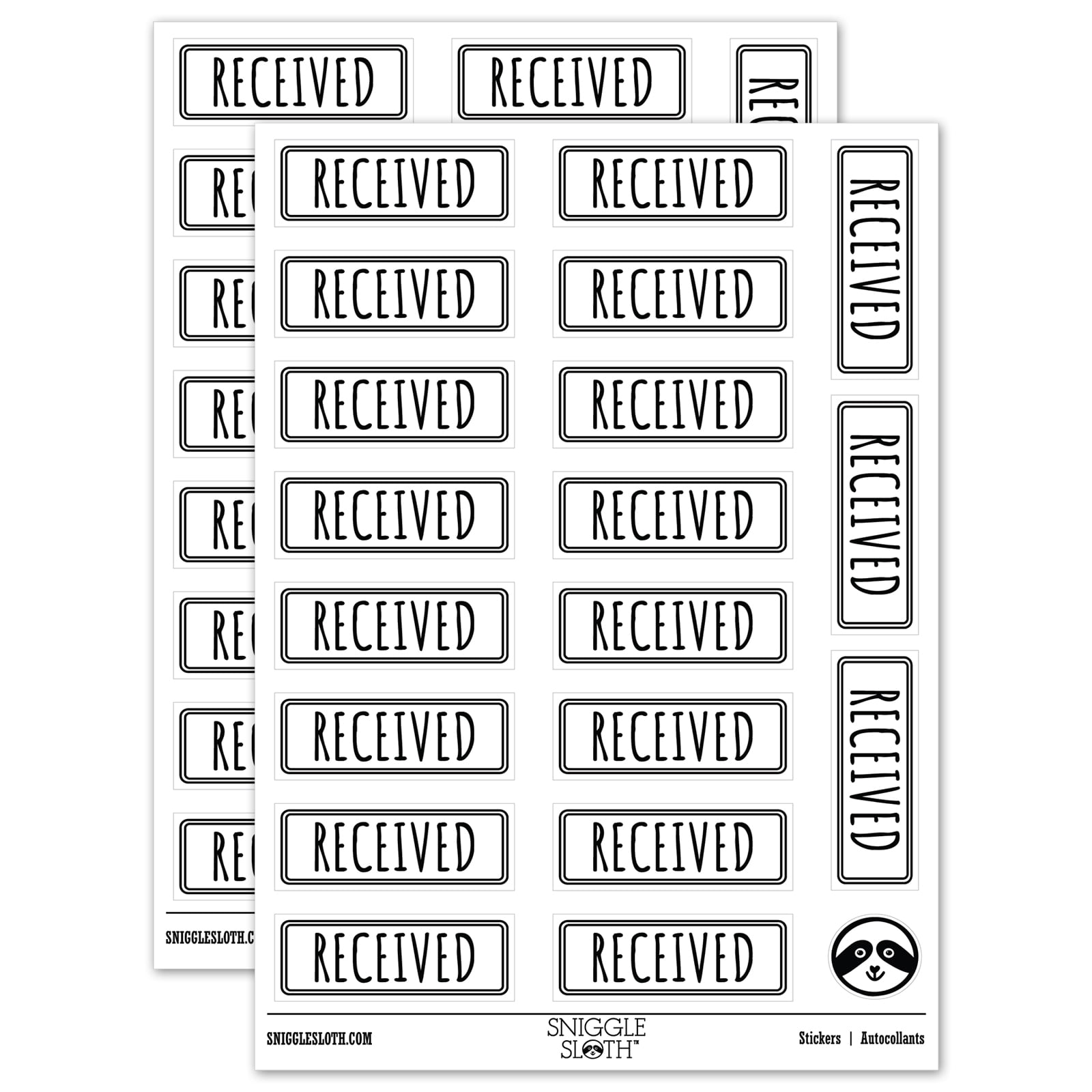 Received Office Filing Sticker Set - White - Gloss Finish - 2.00" Large ...