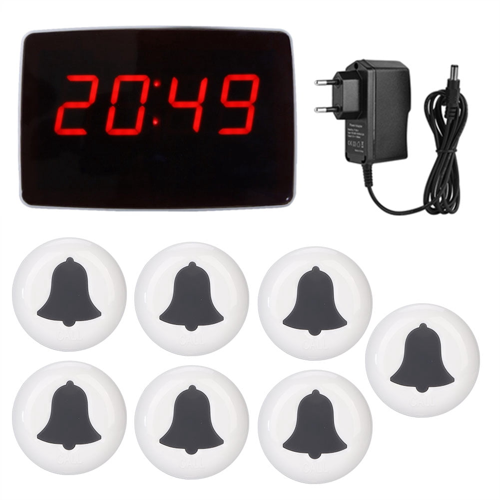 Receiver + 7 Call Buttons, EU Plug, 100-240V, White/Black Wireless ...