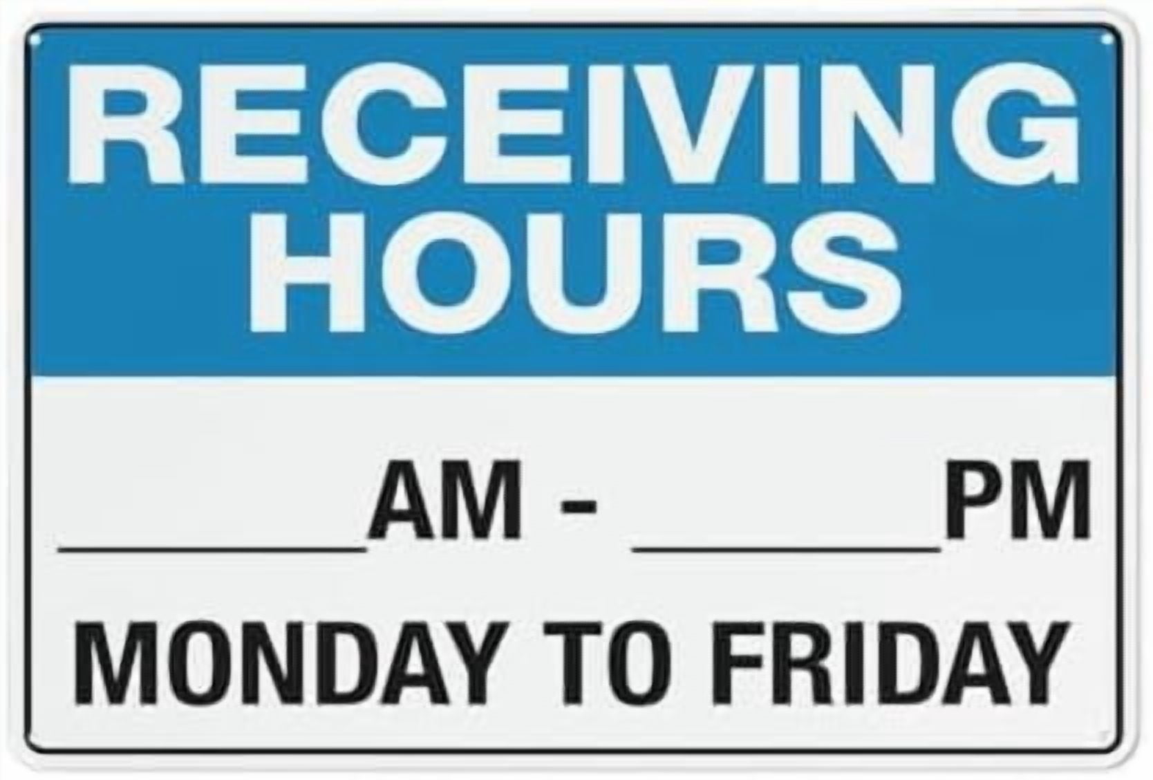 Receiving Hours Sign Signs Outdoor, Uv Printed Aluminum 12 X 8 In ...