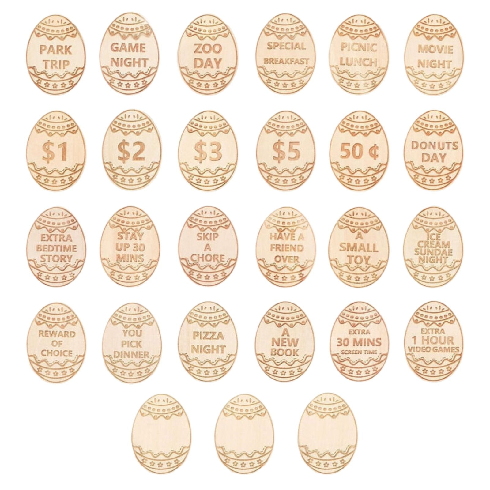 Recent Order! 27PCS Wooden Easter Egg Reward Tokens, Family Easter Egg ...