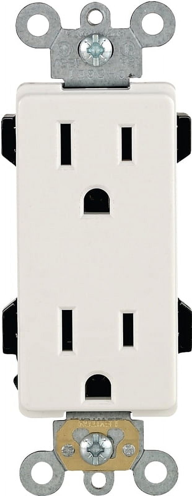 Leviton 242-16252-00W Duplex Receptacle, 2 -Pole, 15 A, 125 V, Back ...