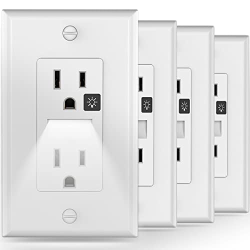 Receptacle Outlet with Night Light,15A 125V Standard Electrical Outlet ...