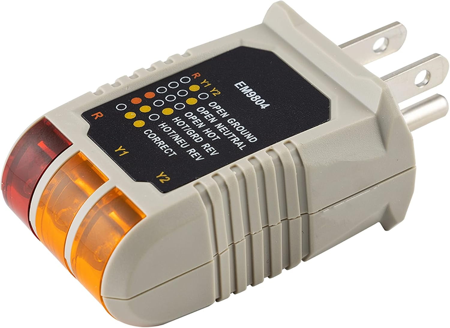 Receptacle Tester, Standard 3-Wire, Circuit Analyzer, 110-125 VAC, 6 ...
