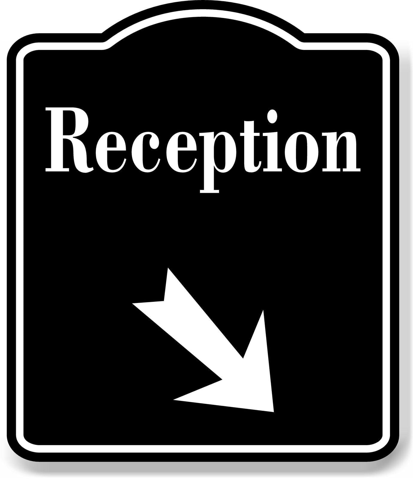 Reception 45 Degree Down Right Arrow BLACK Aluminum Composite Sign, 15 ...