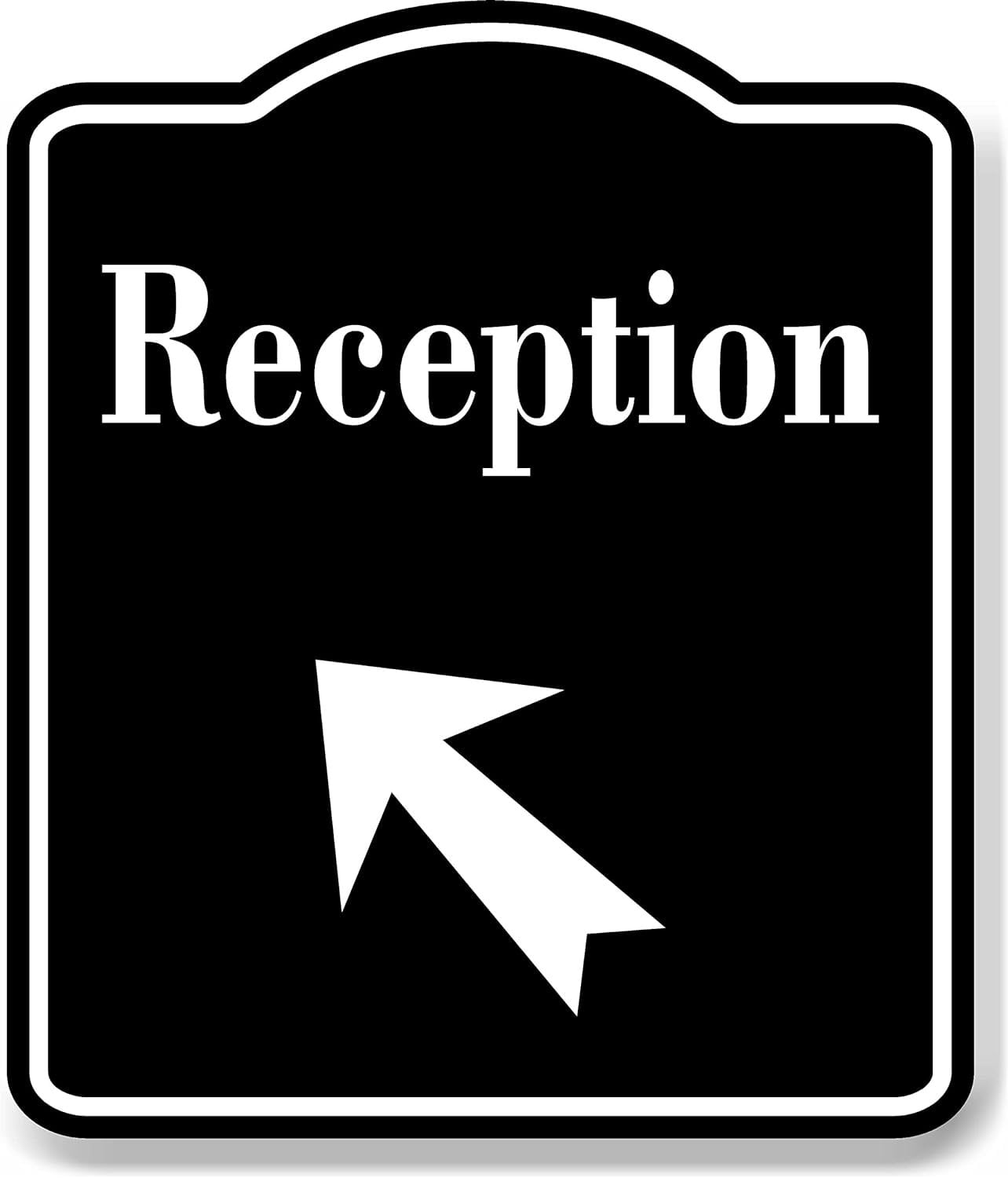 Reception 45 Degree Up Left Arrow BLACK Aluminum Composite Sign, 20"x24 ...