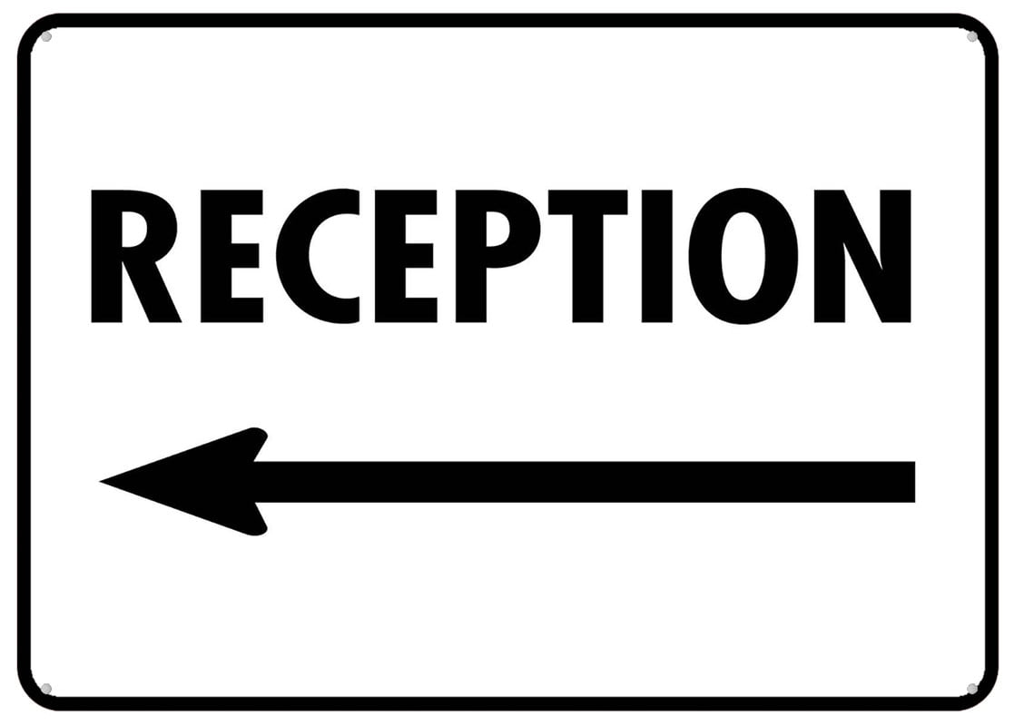 Reception Arrow Left Sign 12X8 Inch Aluminum Uv Ink Printed For House ...