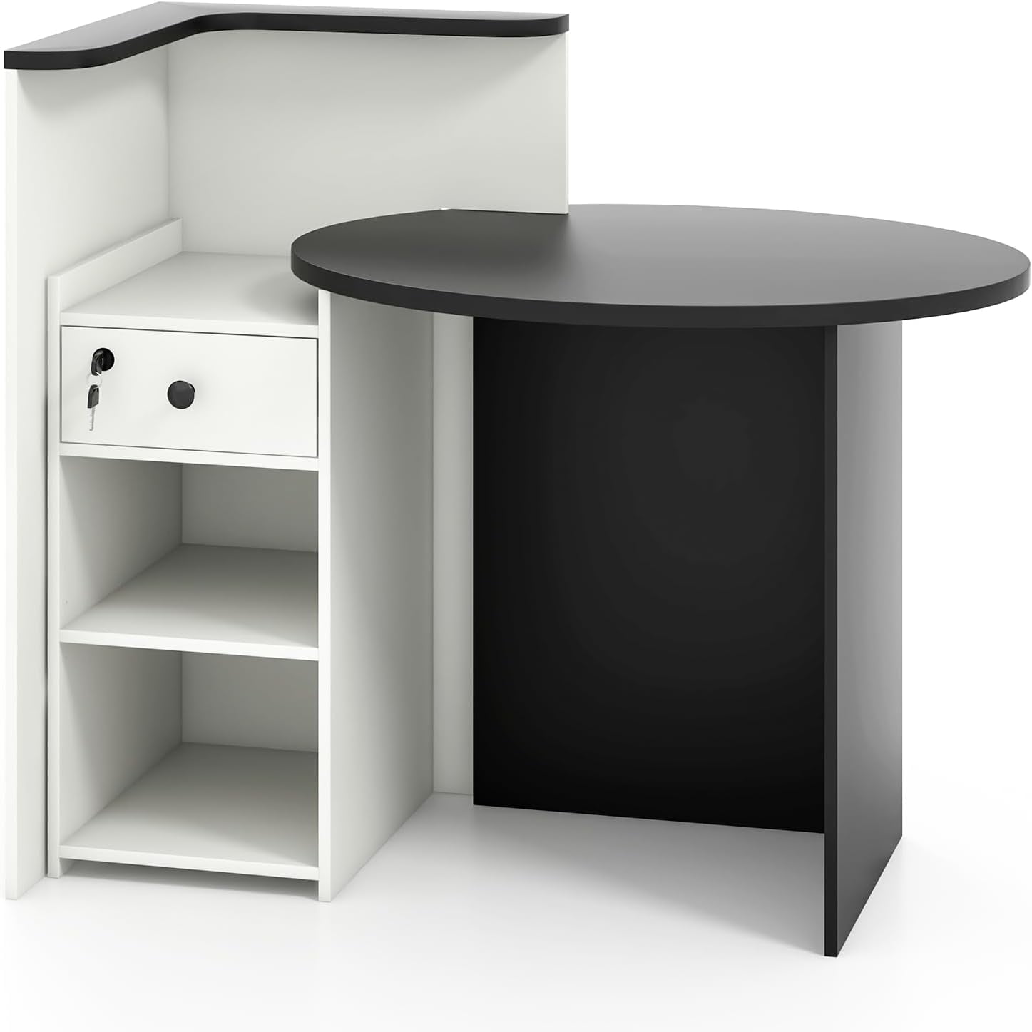 Reception Desk, 48’’ Retail Counter Desk w/Lockable Drawer & Storage ...