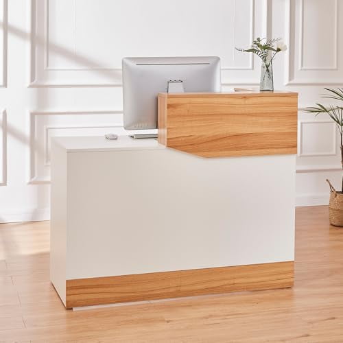 Reception Desk with Counter,Modern Counter Table with Cable Grommet,47 ...