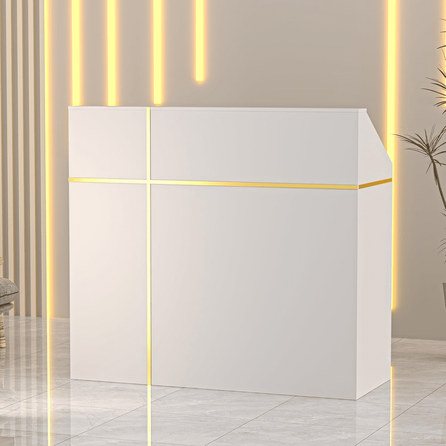 Reception Desk with Counter Modern Front Table Equipped Lockers ...
