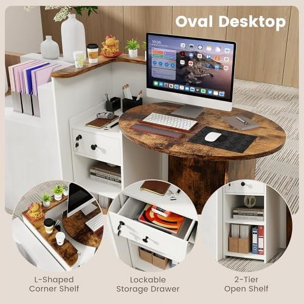 Reception Desk, Small Retail Checkout Counter with Lockable Drawer and ...