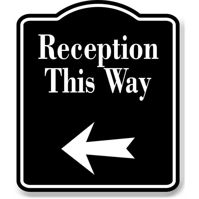 Reception This Way Left Arrow BLACK Aluminum Composite Sign, 8.5"x10 ...