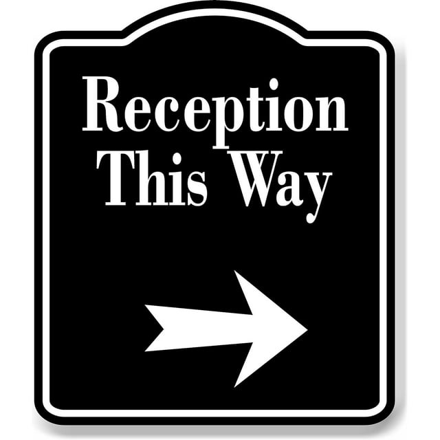 Reception This Way Right Arrow BLACK Aluminum Composite Sign, 15"x18 ...