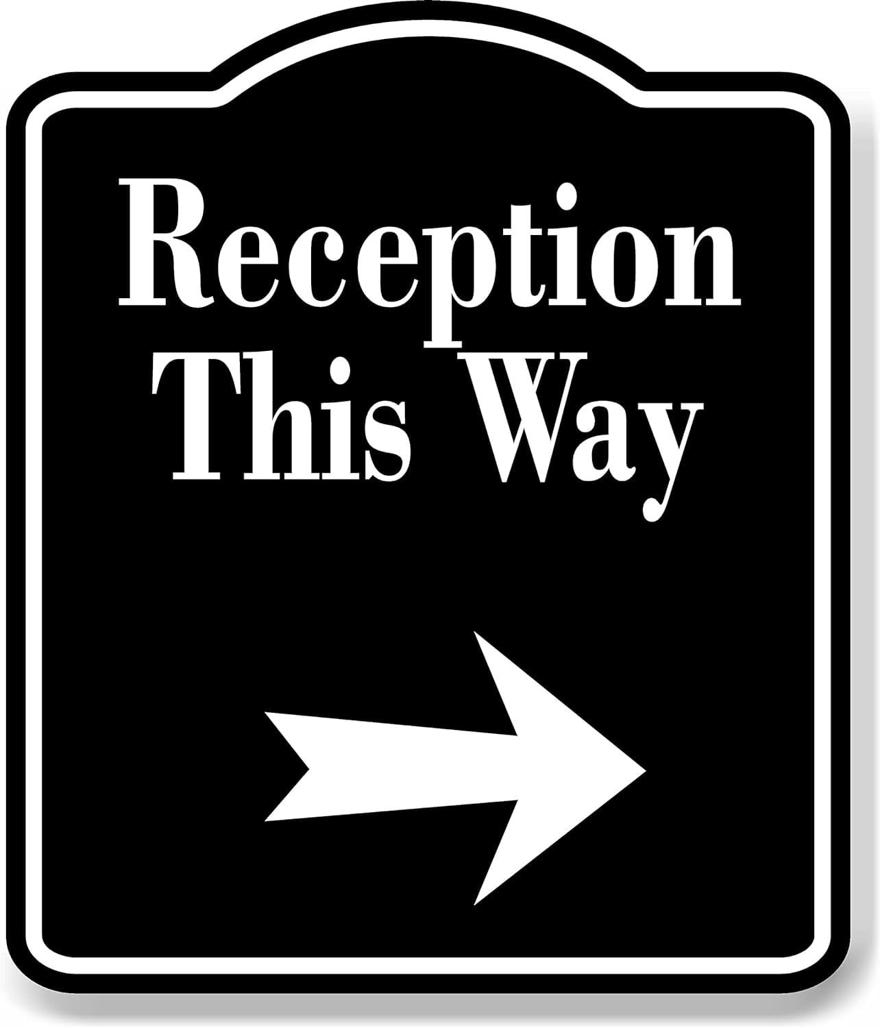 Reception This Way Right Arrow BLACK Aluminum Composite Sign, 20"x24 ...