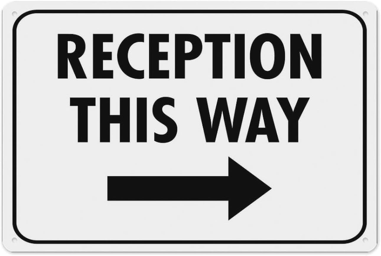 Reception This Way Right Arrow Sign 8"x12" - Aluminum Tin Warning for ...