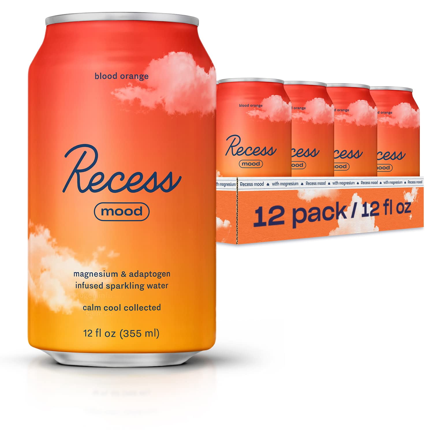 Recess Mood Blood Orange Magnesium & Adaptogen Sparkling Drink, 12 fl ...