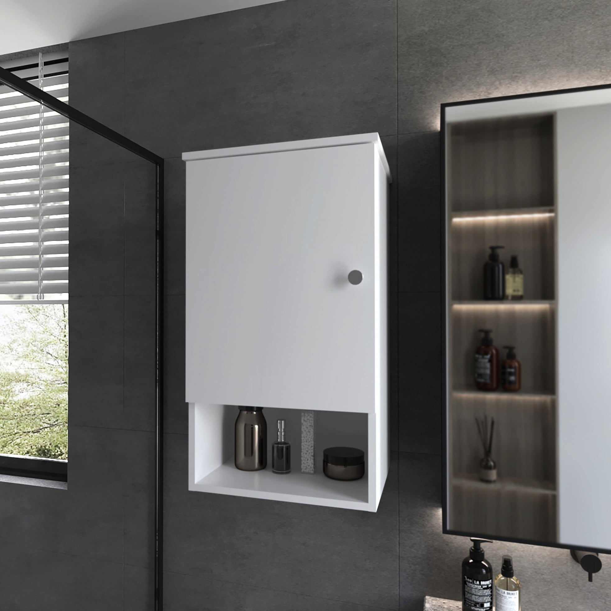 Recessed Bathroom Medicine Cabinet In White With 1 Door And 3 Shelves ...
