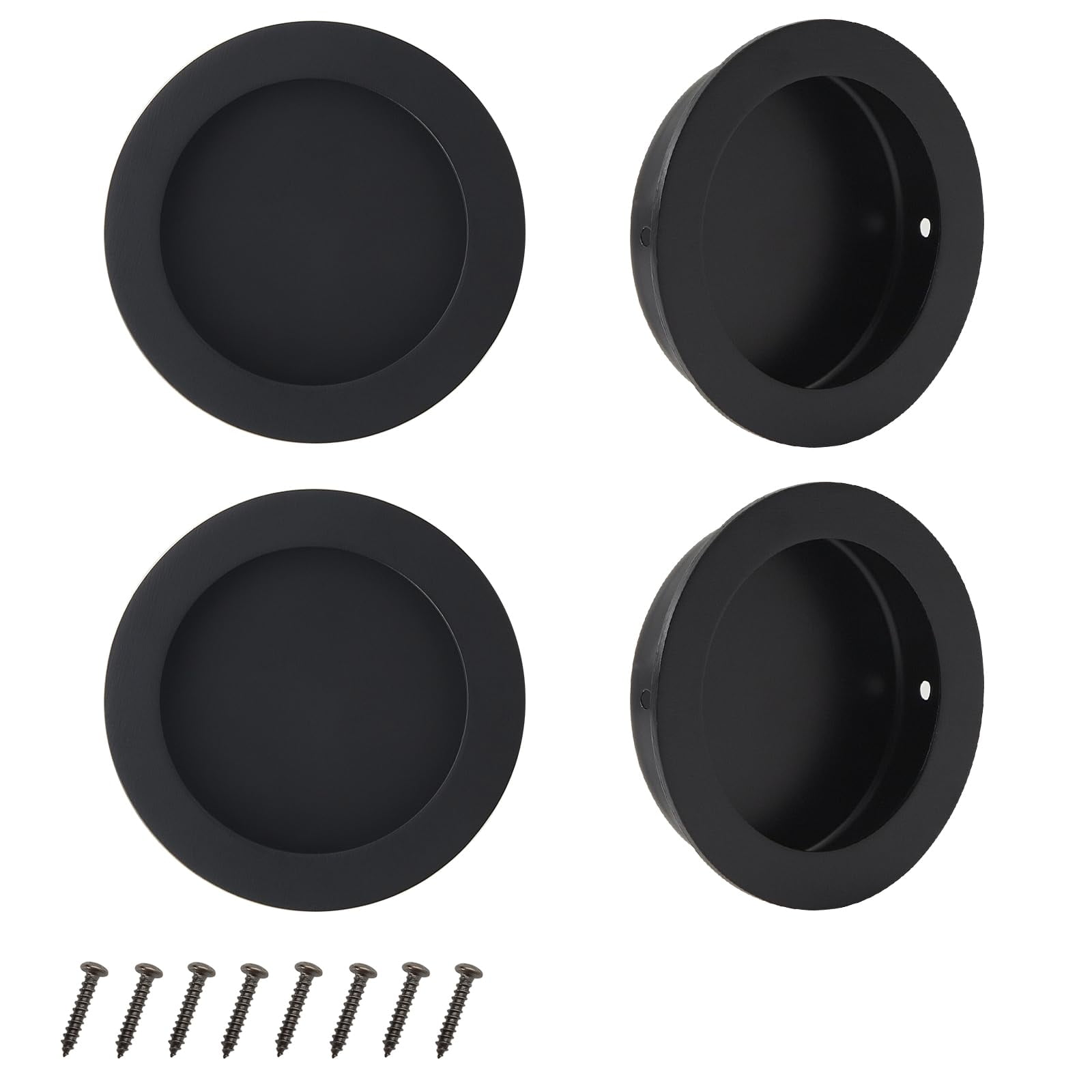 Recessed Door Pull Pocket Door Handles, 2-3/4 Inch Black Finger Flush ...