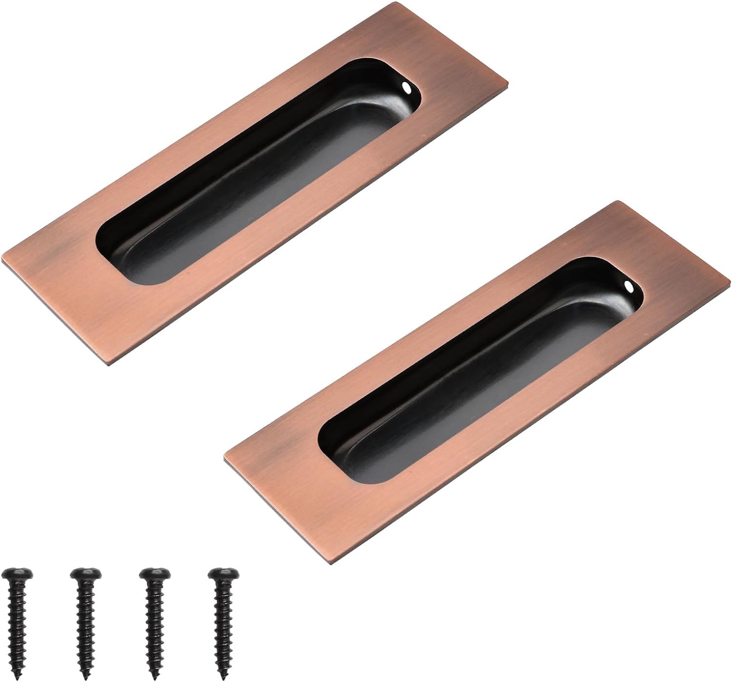 Recessed Finger Pulls, 2PCS Rectangular Flush Pulls 4.7 Inch Length Sliding Door Handles ...