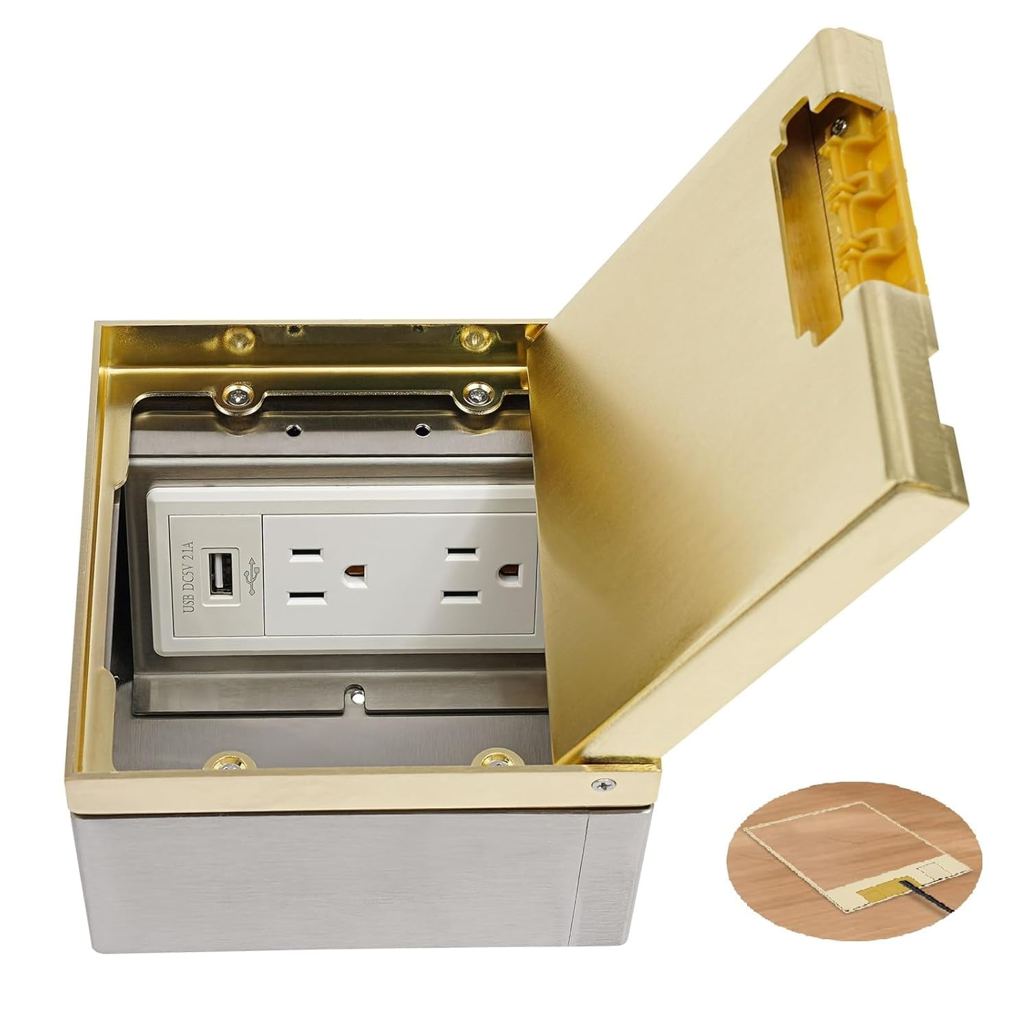 Recessed Flat Hidden Socket Kit, Hidden Floor Electrical Outlet Cover ...