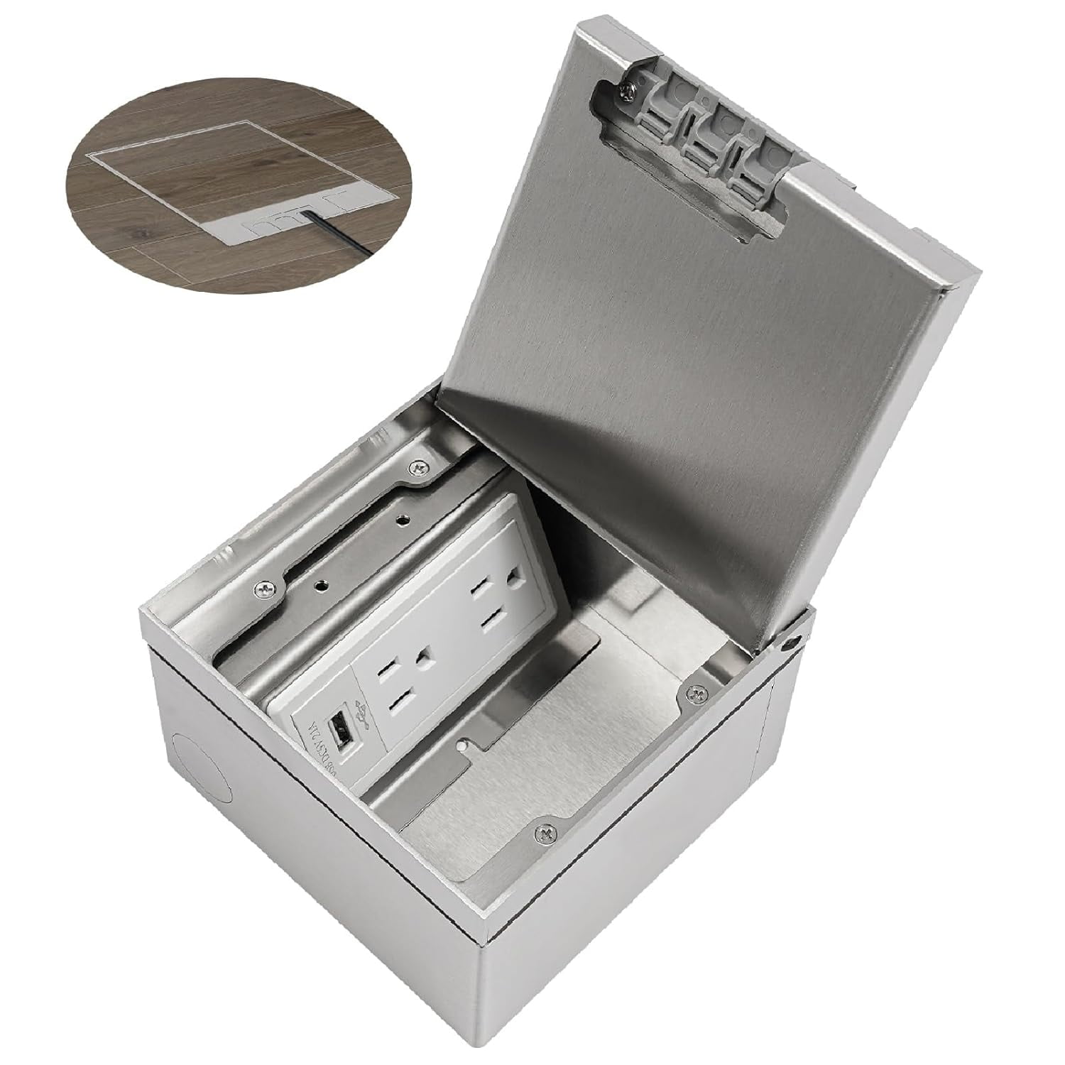 Recessed Flat Hidden Socket Kit, Hidden Floor Electrical Outlet Cover ...