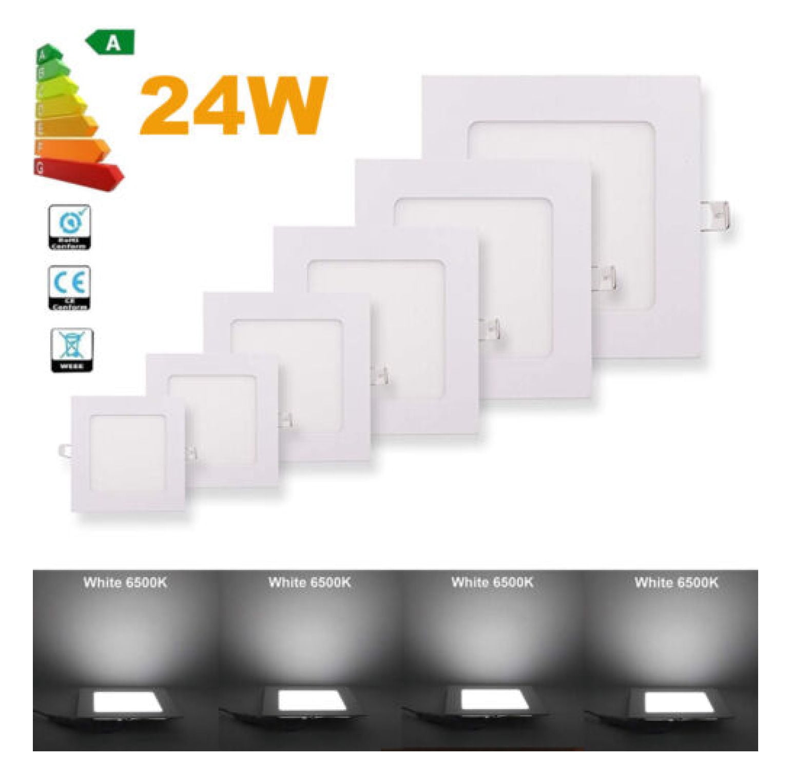 Recessed LED Panel Lights 24W Ceiling Down LightsPanel Bulb Slim Lamp ...