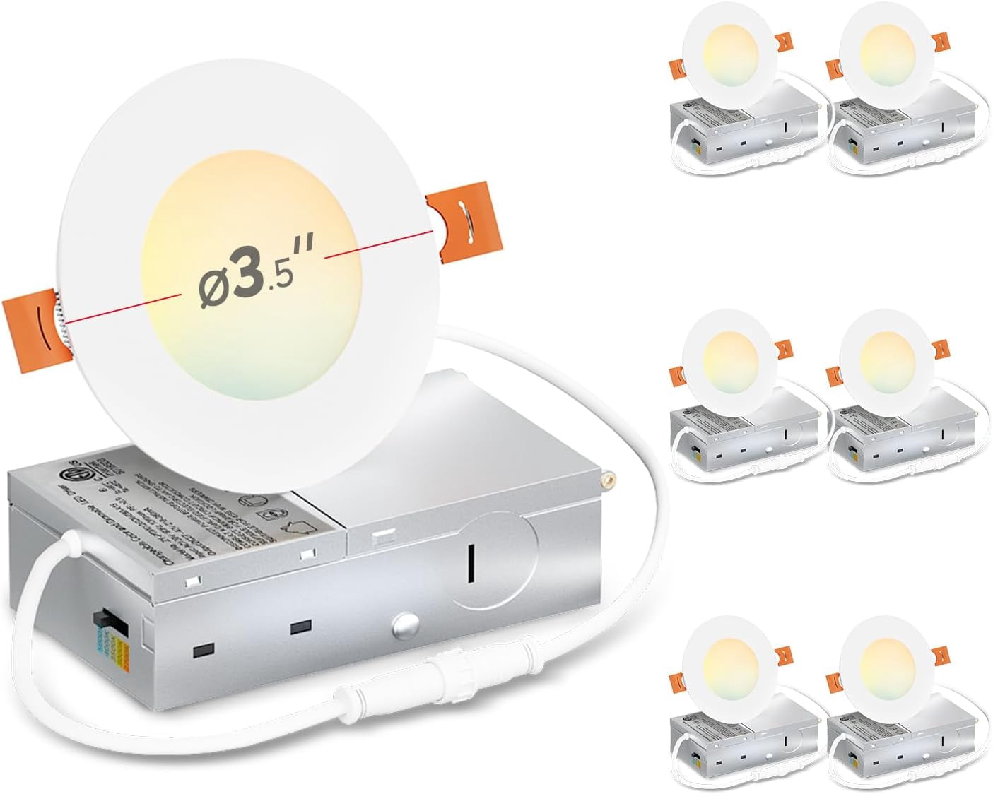 Recessed Lighting 3 Inch, Ultra-Thin LED Ceiling Lights 550LM 2700K ...