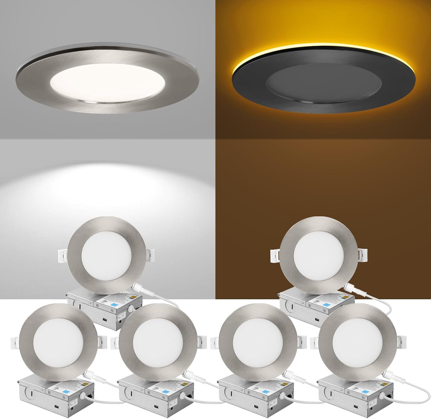 Recessed Lighting 4 Inch - 9W 800LM LED Recessed Ceiling Light with ...