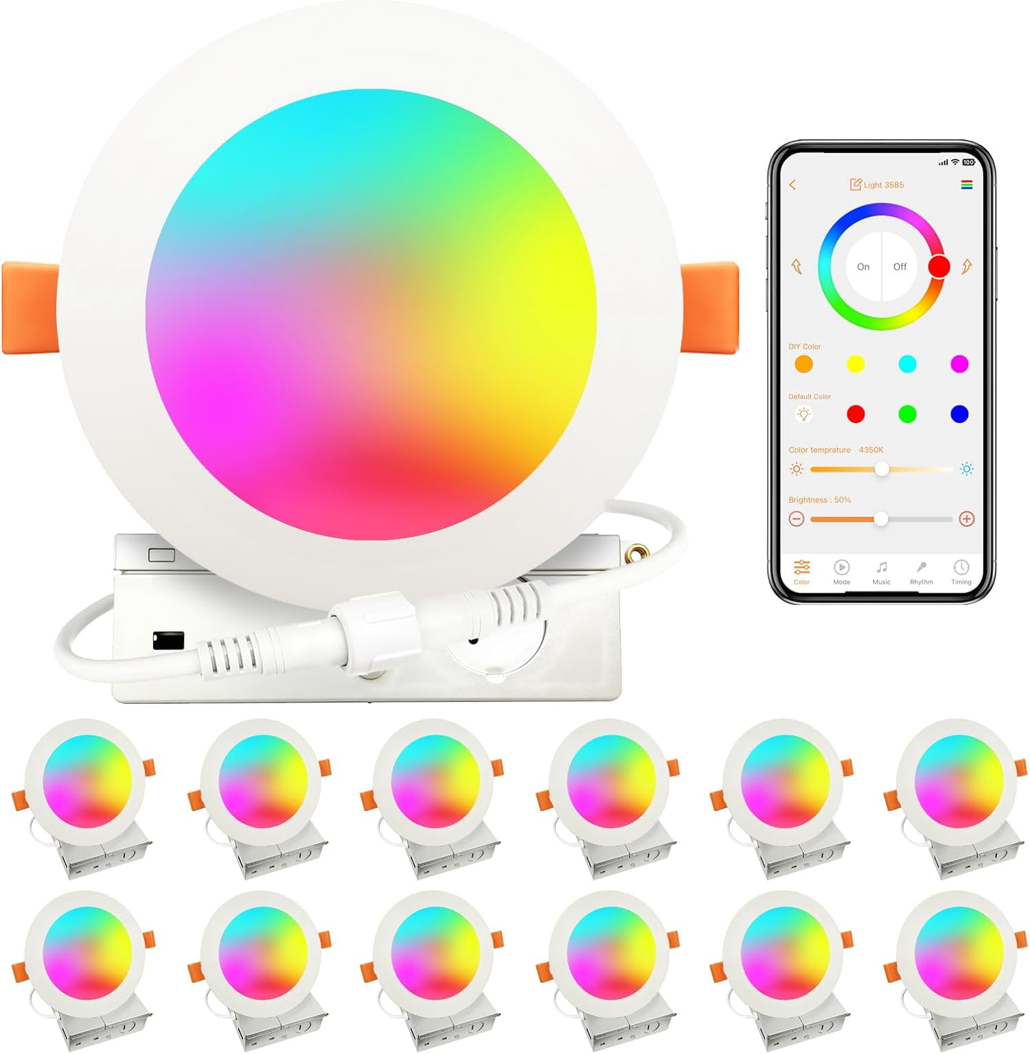 Recessed Lighting 4 Inch Work with Alexa & ,12W 1100LM Recessed Ceiling ...