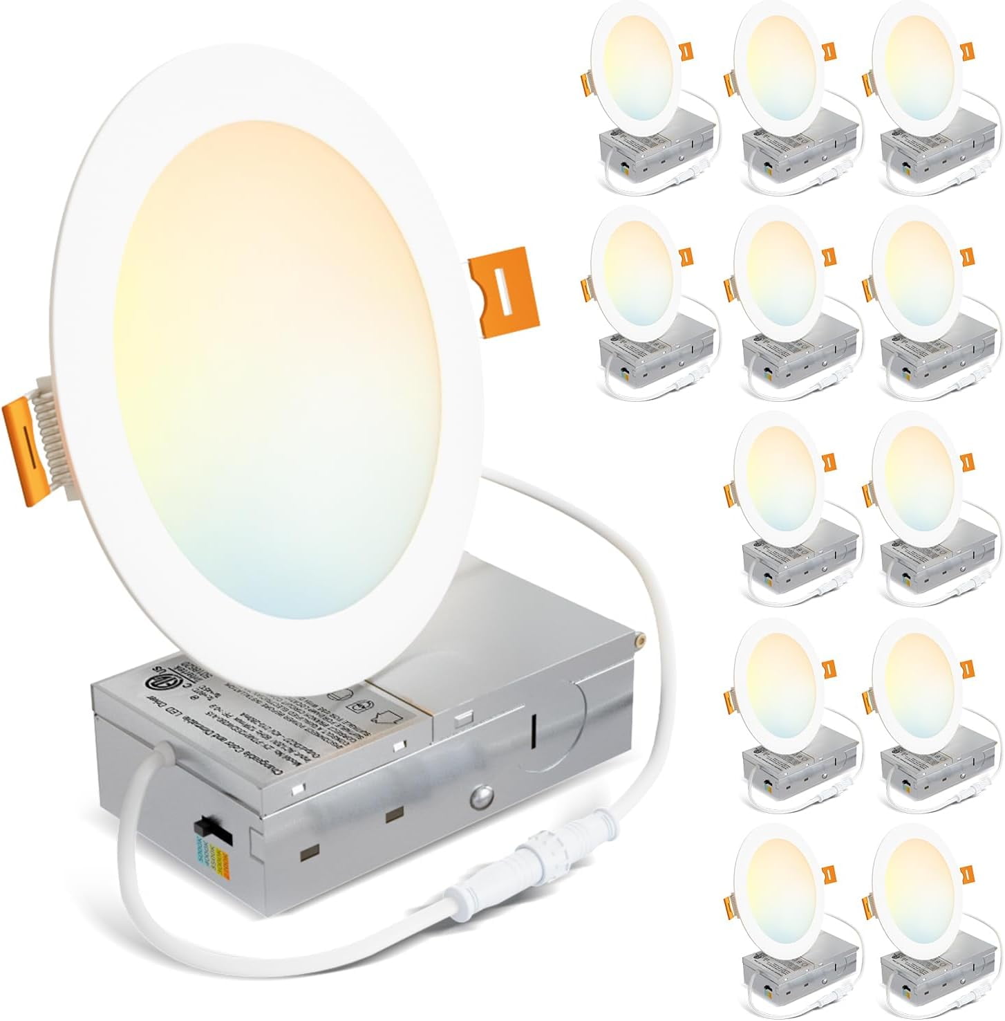 Recessed Lighting 6 Inch 12 Pack, Ultra-Thin LED Ceiling Lights 1200LM ...