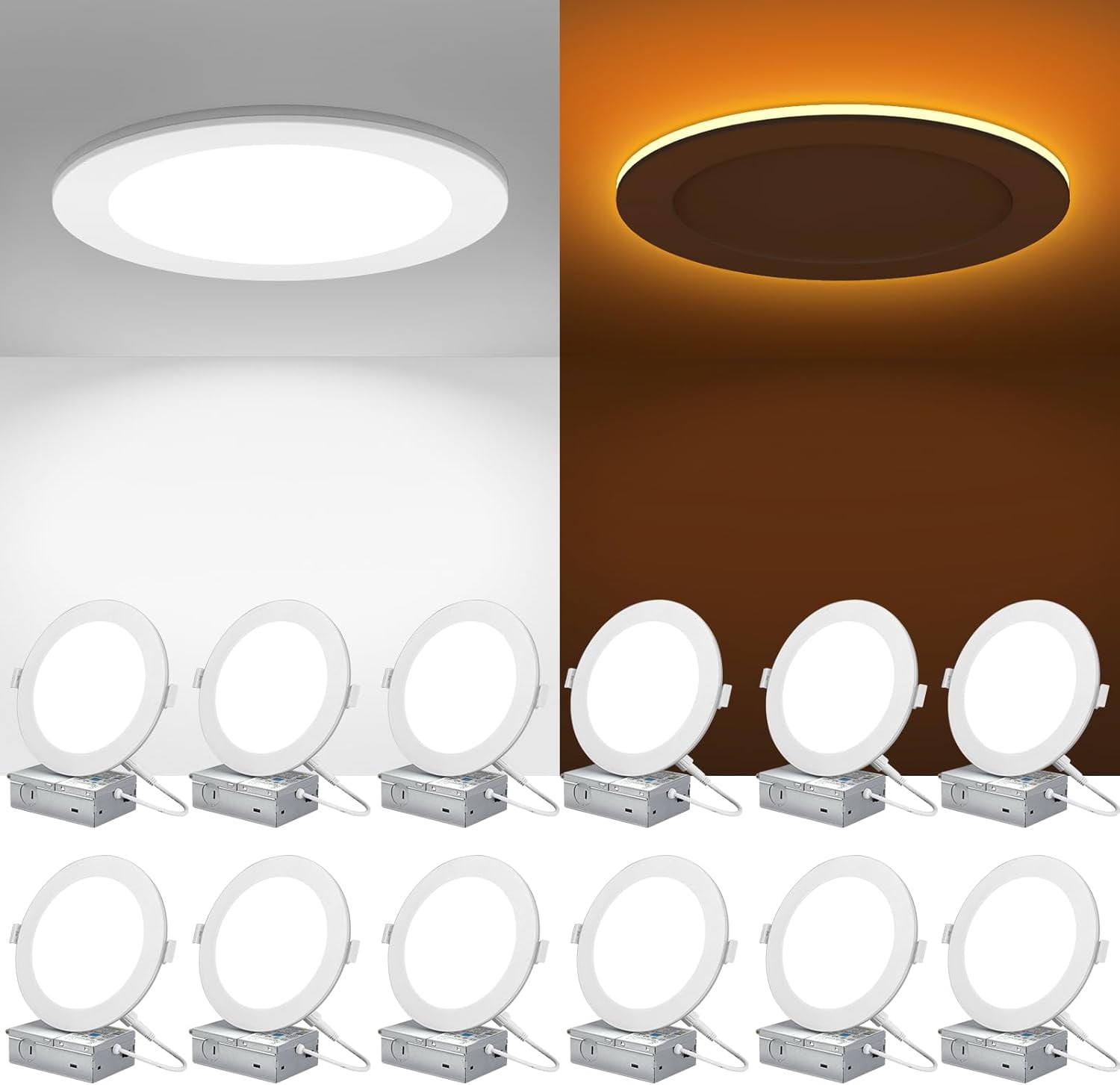 Recessed Lighting 6 Inch - 12W 1100LM LED Recessed Ceiling Light with ...