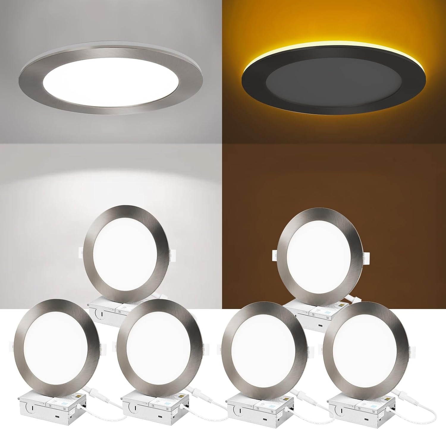 Recessed Lighting 6 Inch - 12W 1100LM LED Recessed Ceiling Light with ...