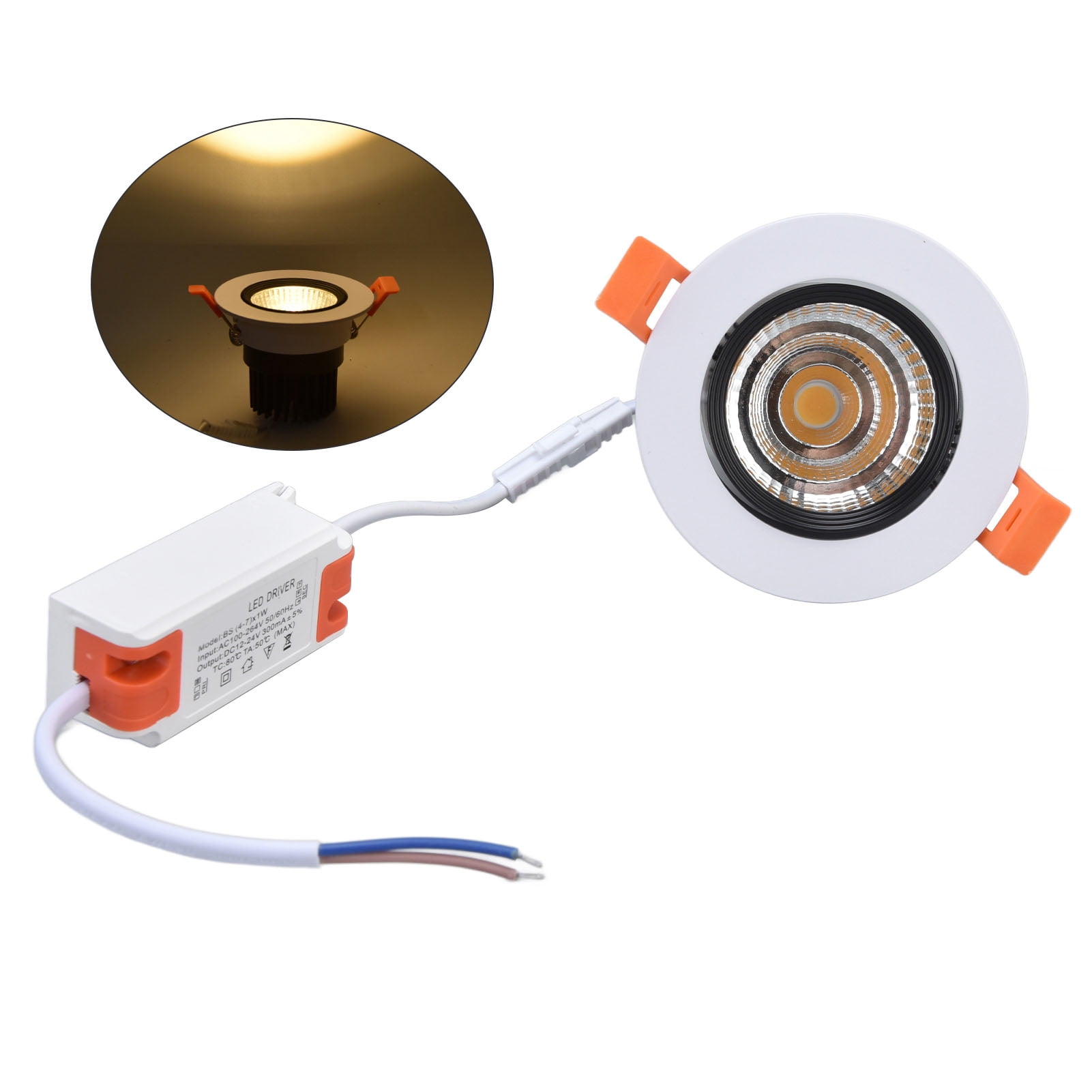 Recessed Lighting 7W Warm Light 3000K Adjustable Angle LED Ceiling ...