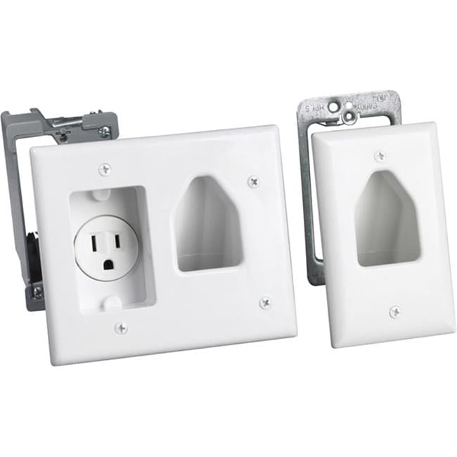 Recessed Low Voltage Cable Plate with Recessed Power Kit - White ...