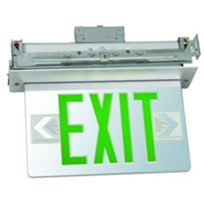Recessed Mount Edge Lit LED Exit Signs Green on Clear Panel Aluminum ...