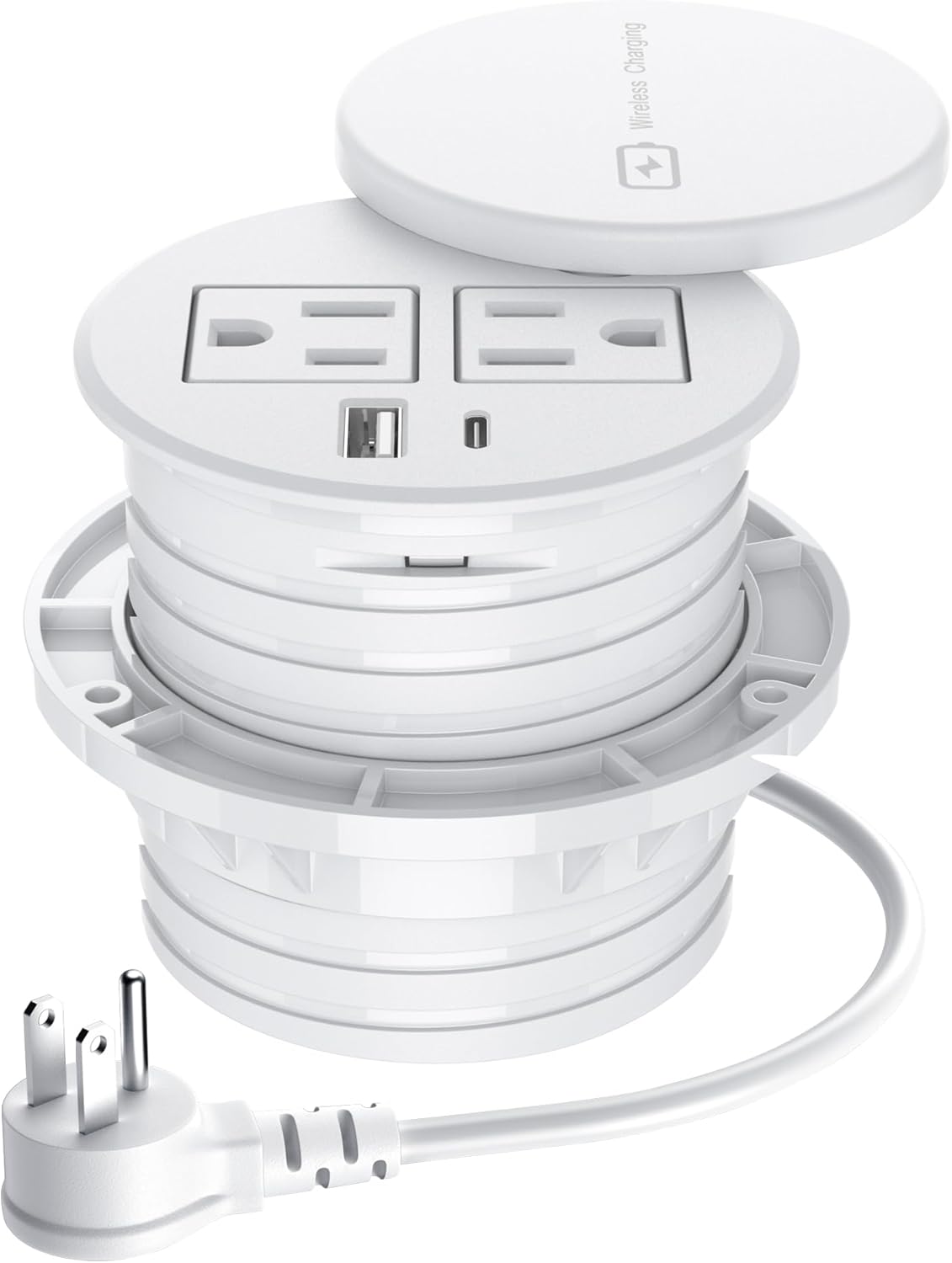 Recessed Power Grommet 3-inch Hole, 15W Wireless Charger, 20W USB C ...