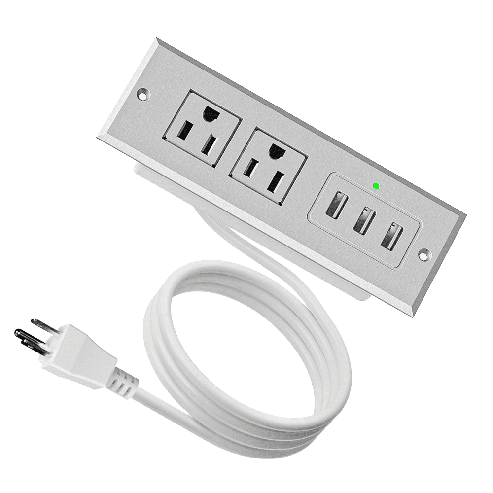 Recessed Power Strip with 2 Outlets 3 USB A Ports, Desktop Power ...